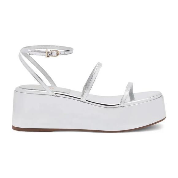 Larroude | Shoes | Larroude Gio Ankle Strap Mirror Silver Platform ...